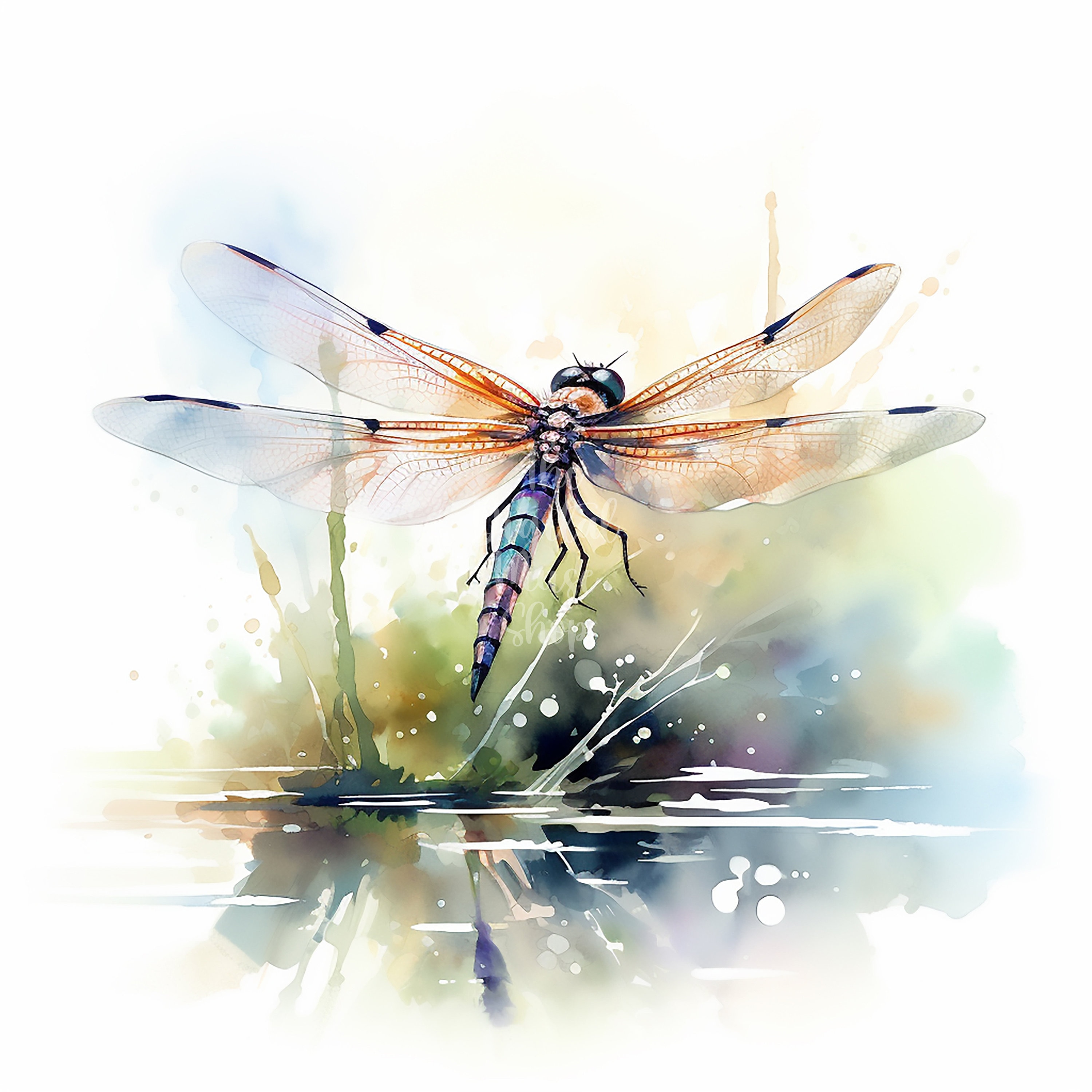 Dragonflies Clipart 13 High Quality Jpgs Watercolor Clipart Dragonfly ...