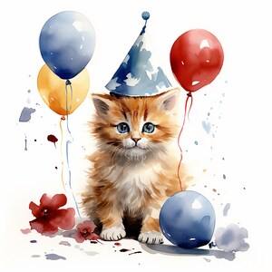 Party Kitten Clipart, 12 High Quality Jpgs, Cats Clipart, Cat Clip Art ...