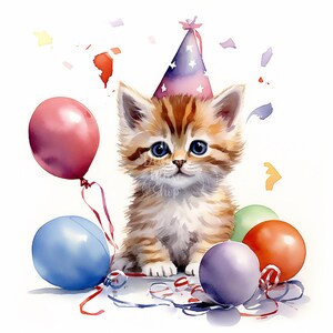 Party Kitten Clipart, 12 High Quality Jpgs, Cats Clipart, Cat Clip Art ...