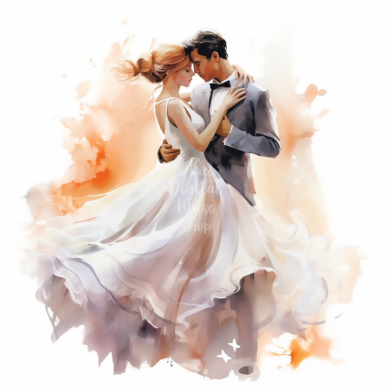 Watercolor Wedding Dance Clipart 12 High Quality Jpgs Wedding - Etsy