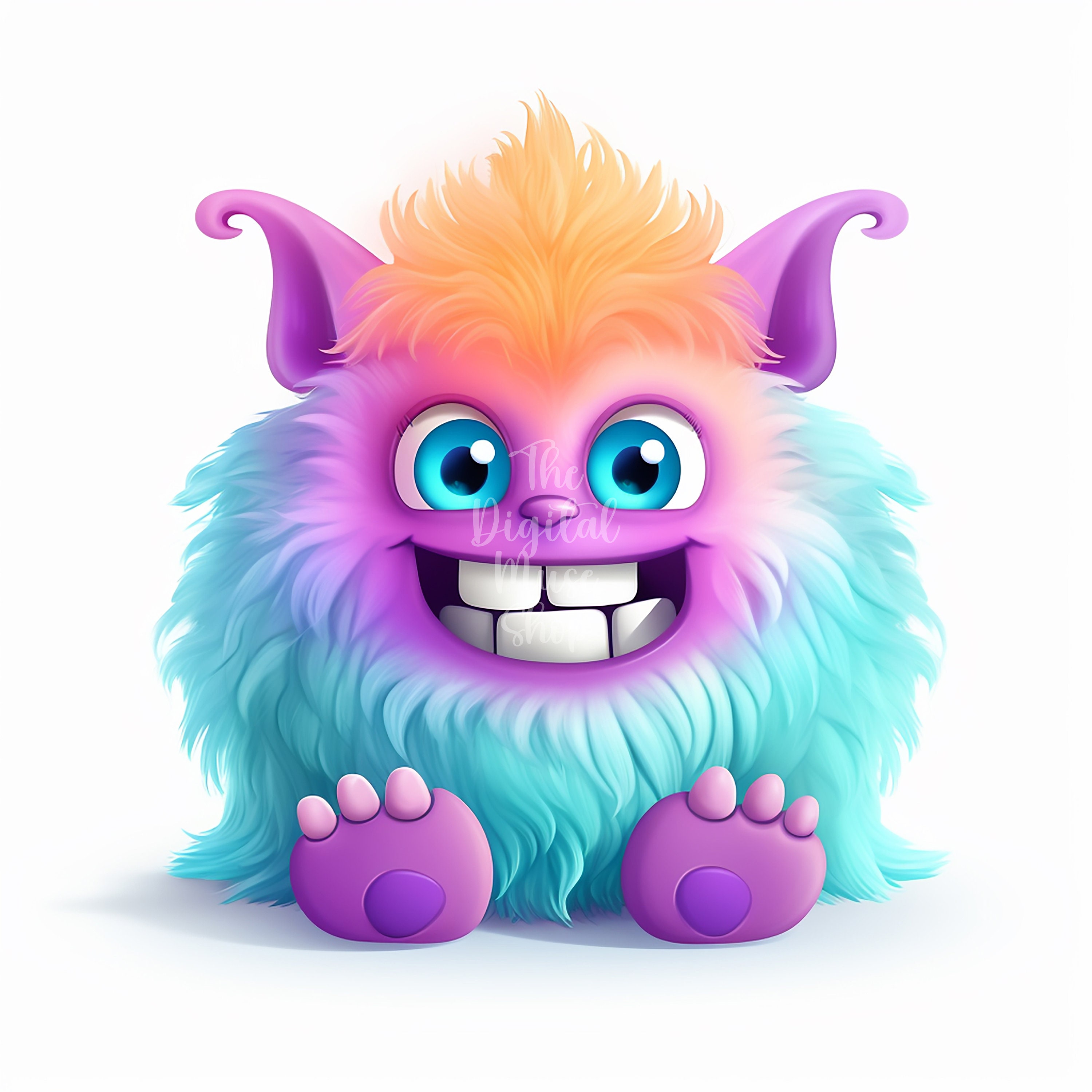 Cute Fluffy Monsters Clipart, Nursery Clipart Digital Paper Craft Card ...