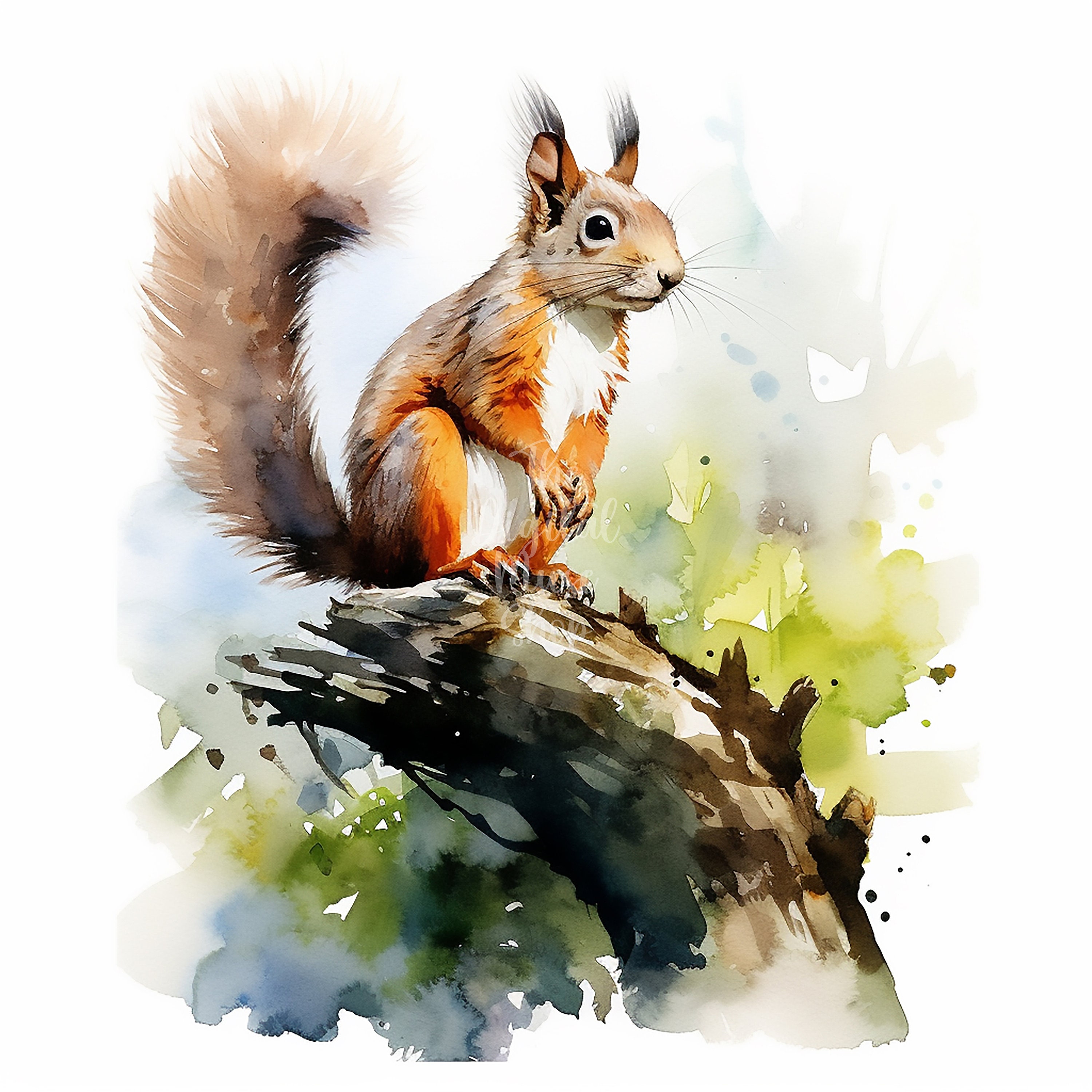 Squirrel Clipart Forest Clipart Card Making Mixed Media - Etsy