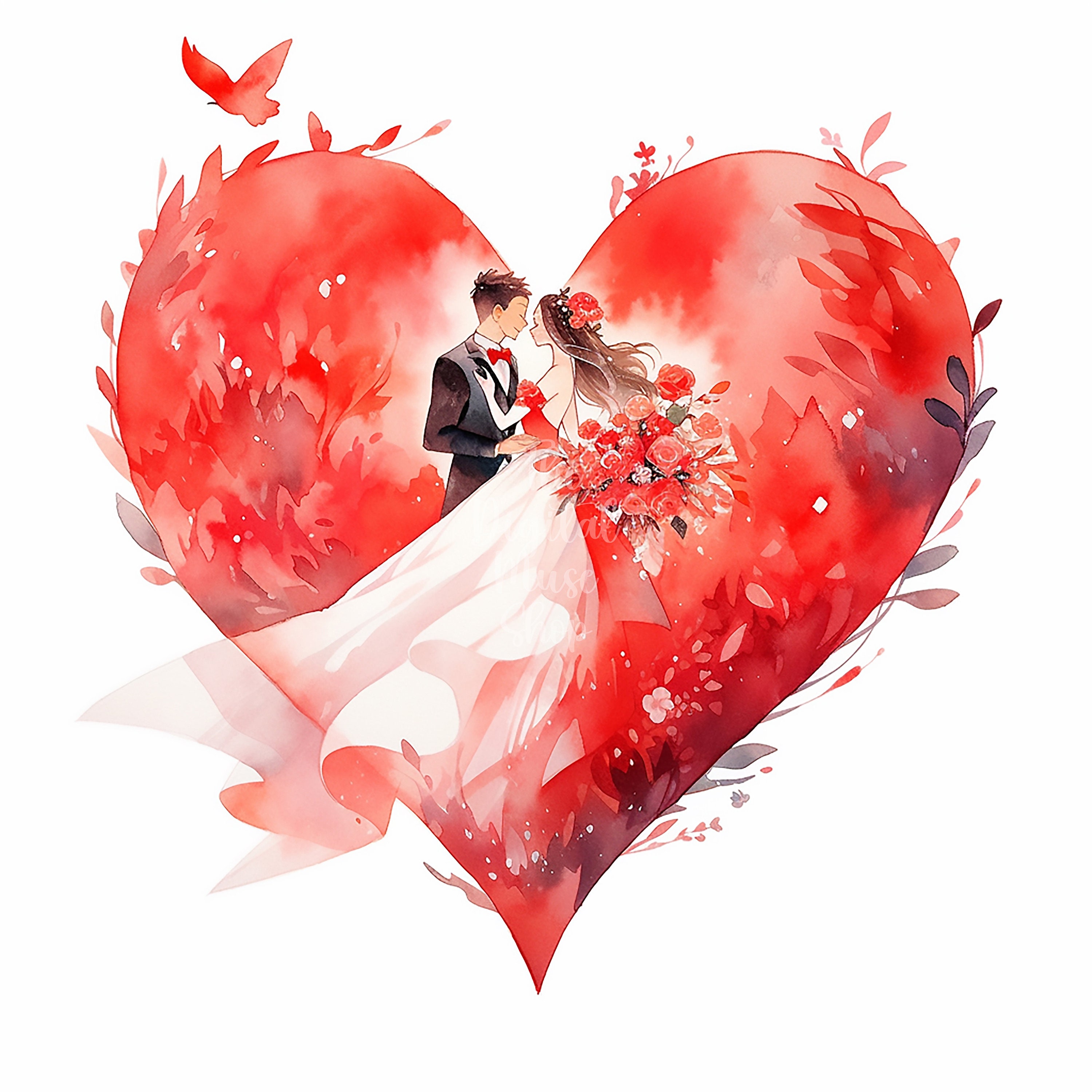Bride and Groom Heart Clipart 14 High Quality Jpgs Wedding - Etsy
