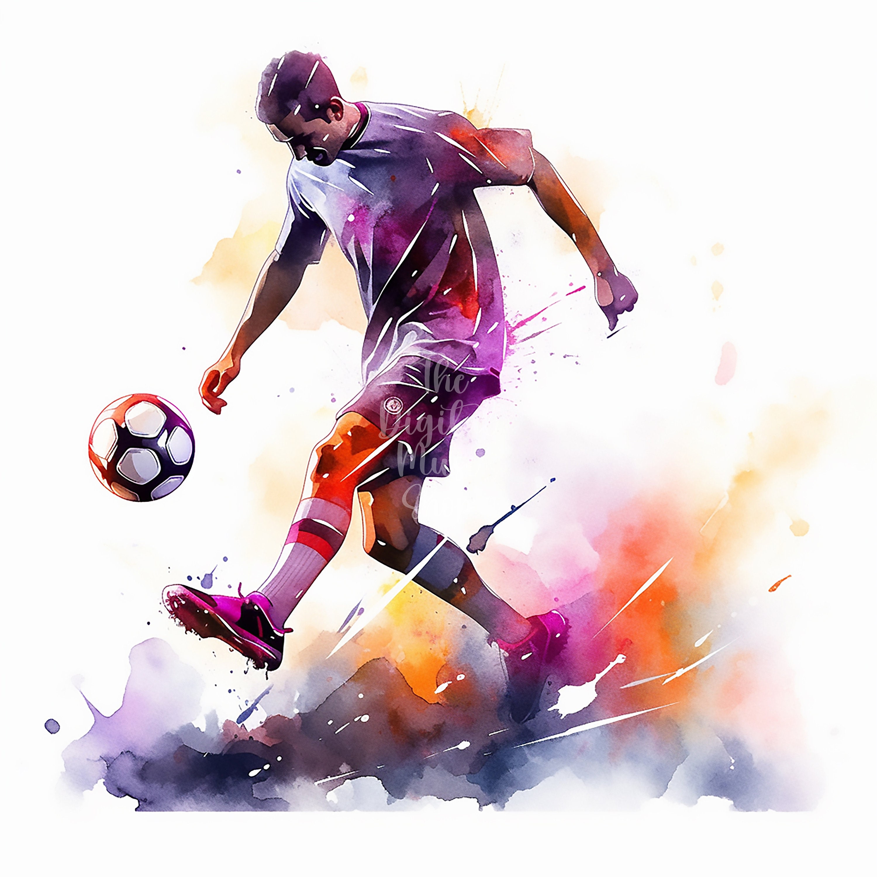 Soccer Clipart, Watercolor Soccer Player Clipart Sport Illustration ...