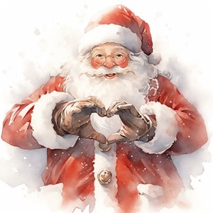 Santa Claus Hand Heart Clipart, Christmas Cards Christmas Digital Art ...