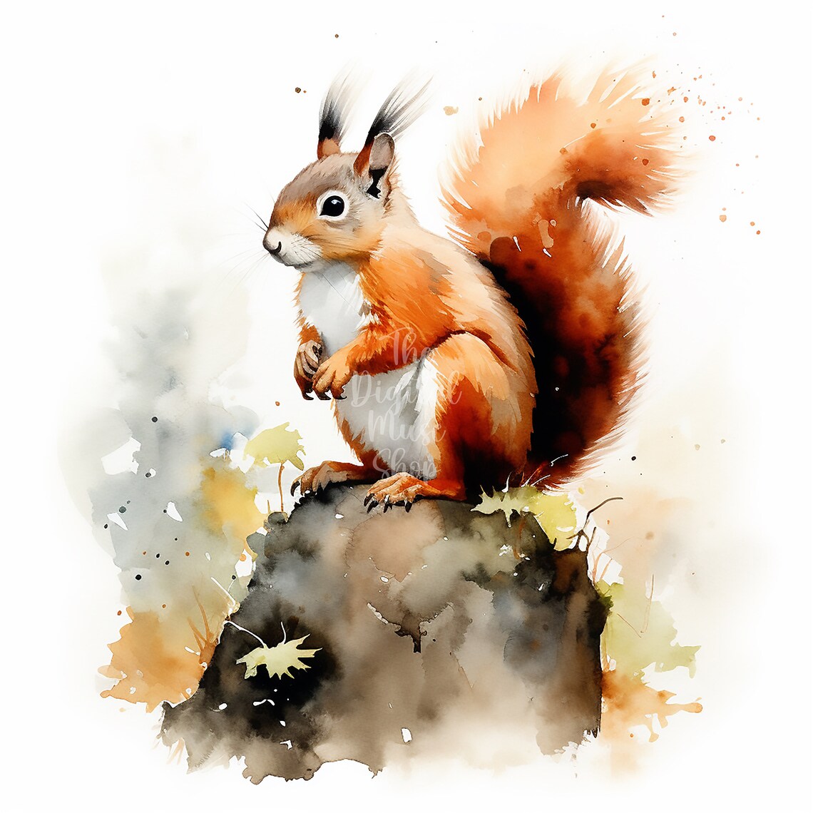 Squirrel Clipart Forest Clipart Card Making Mixed Media - Etsy