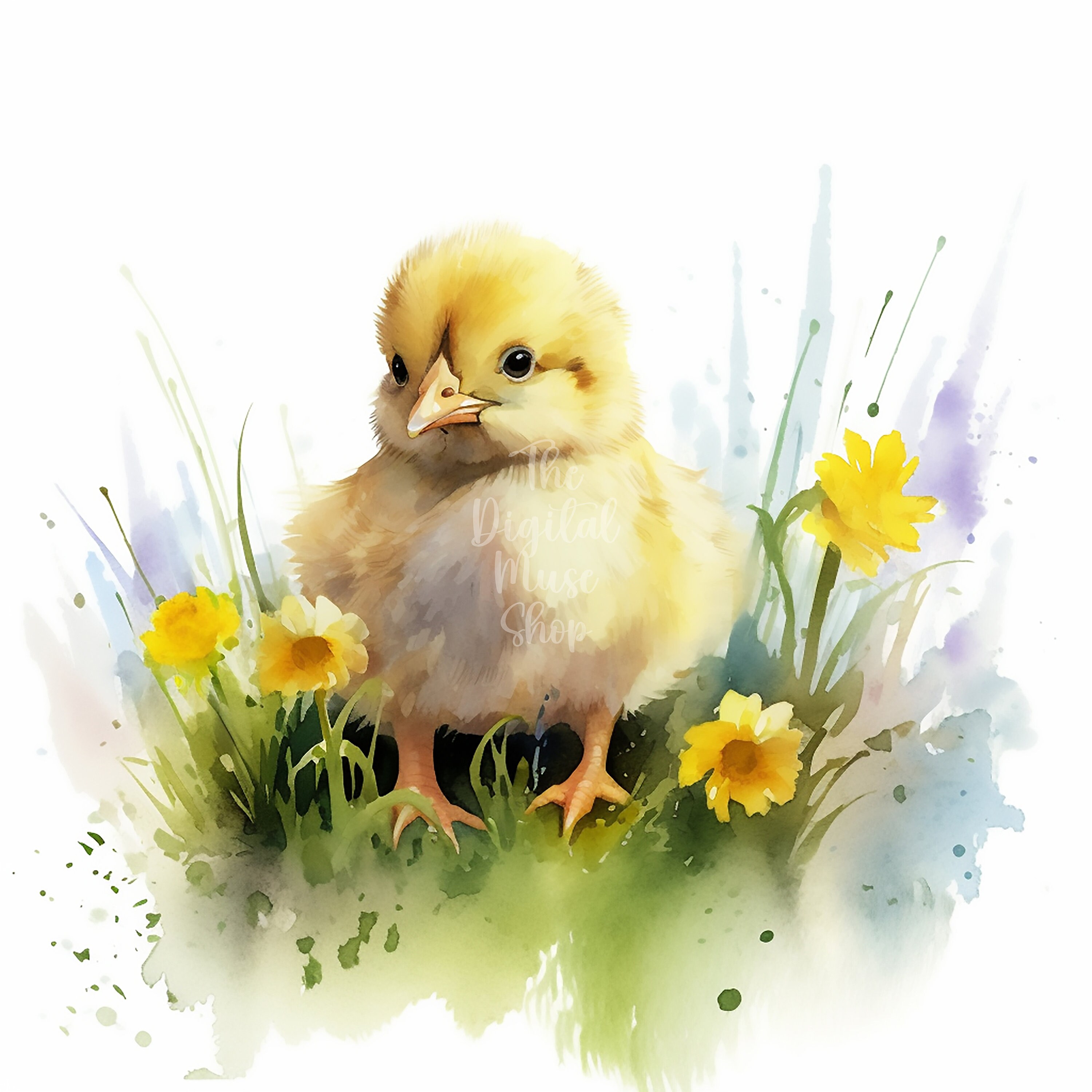 Chicks Clipart, 12 High Quality Jpgs, Watercolor Clipart, Digital ...