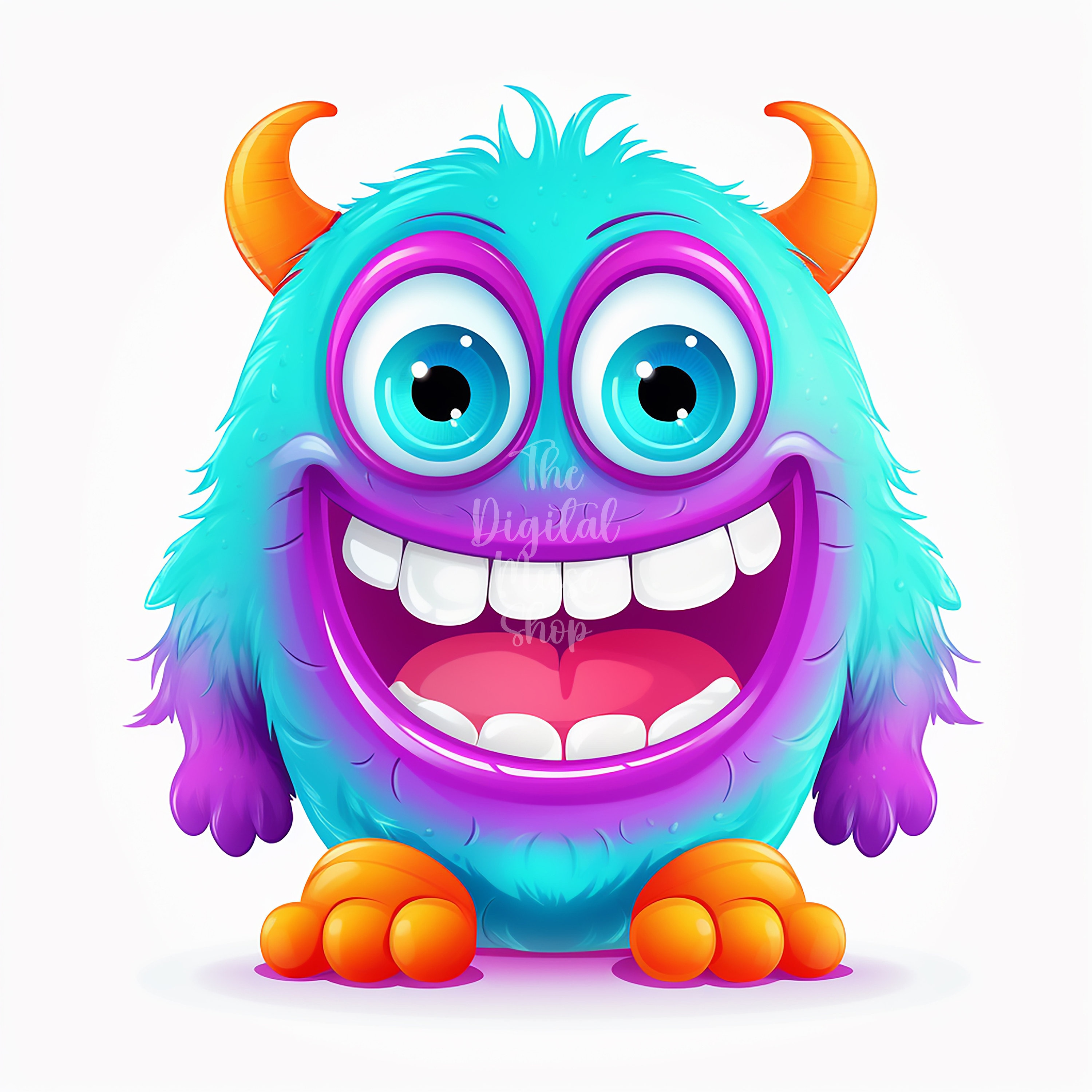 Cute Neon Fluffy Monsters Clipart, Nursery Clipart Digital Paper Craft ...
