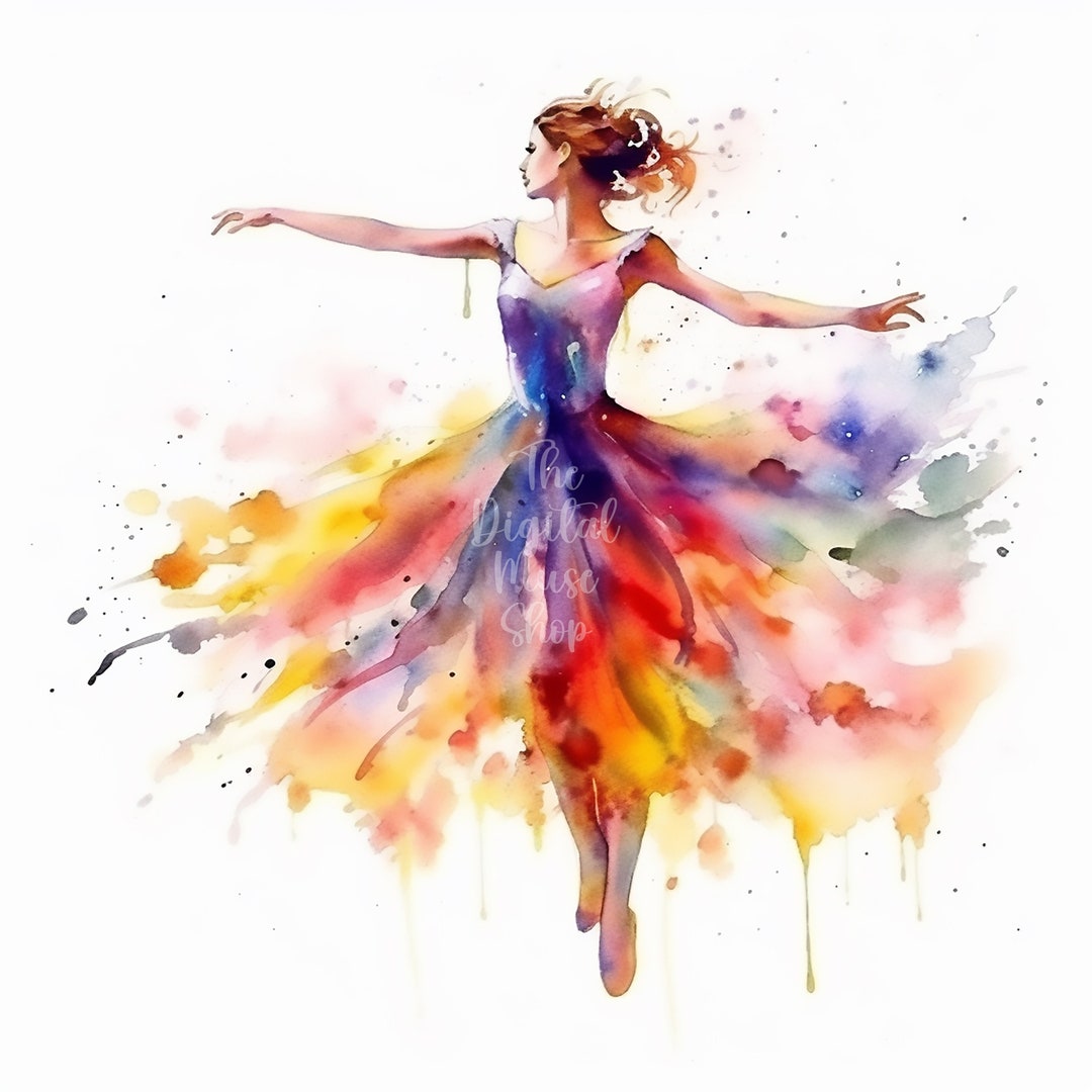 Watercolor Ballerina Clipart, 10 High Quality Jpgs, Watercolor Clipart ...