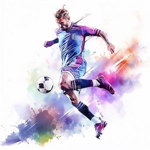 Soccer Clipart, Watercolor Soccer Player Clipart Sport Illustration ...