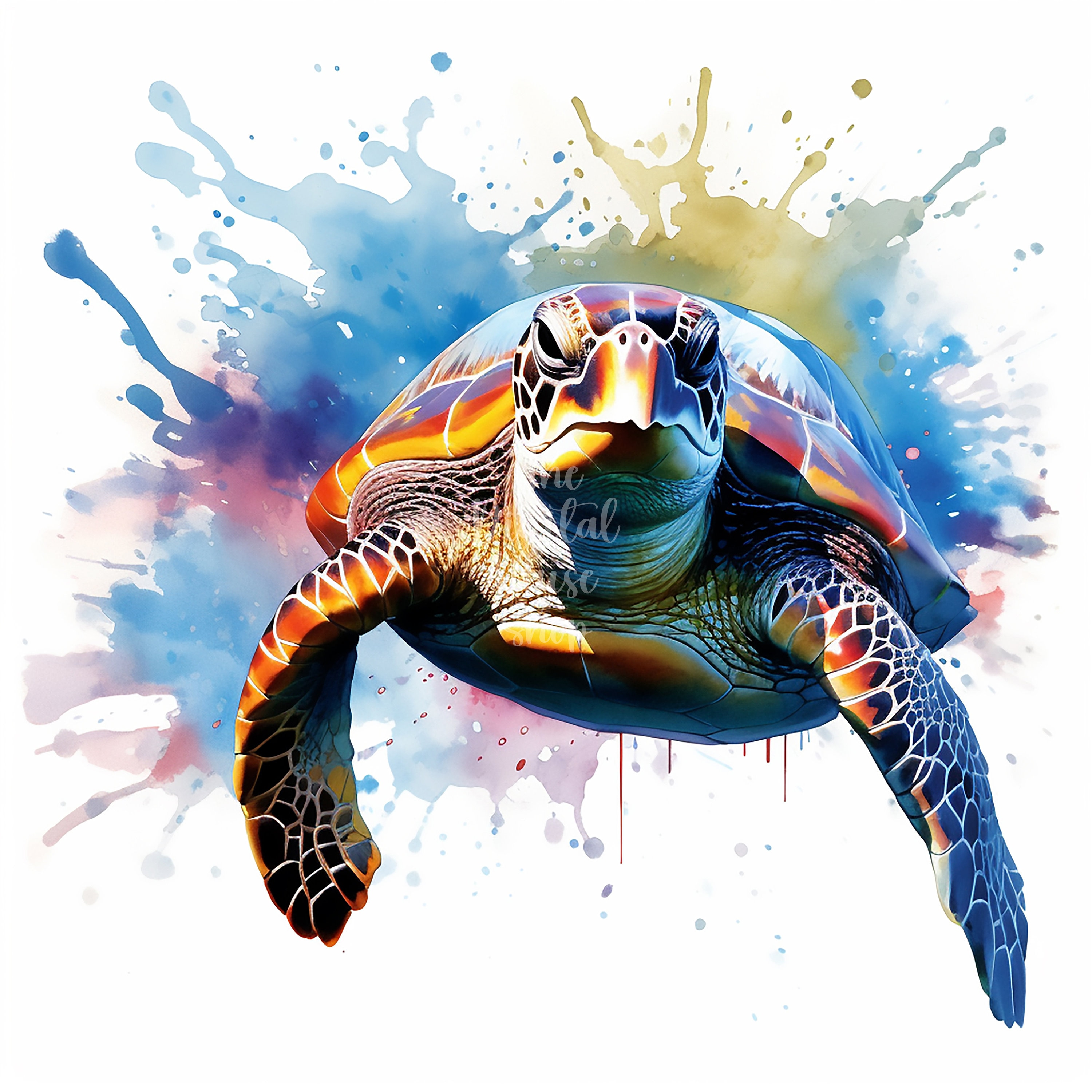 Watercolor Sea Turtle Clipart, 12 High Quality JPG, Commercial Use ...