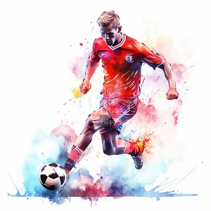 Soccer Clipart, Watercolor Soccer Player Clipart Sport Illustration ...