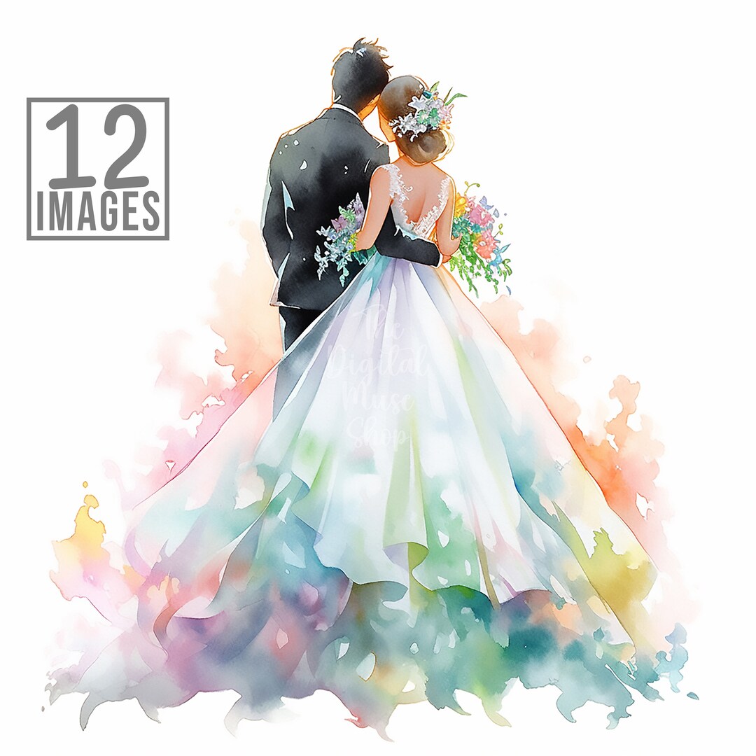 Bride and Groom Clip Art, 12 High Quality Jpgs, Wedding Clipart ...