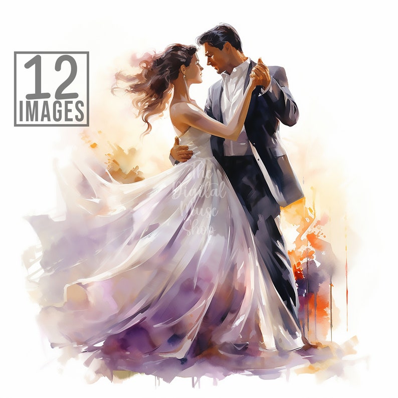 Watercolor Wedding Dance Clipart 12 High Quality Jpgs Wedding - Etsy