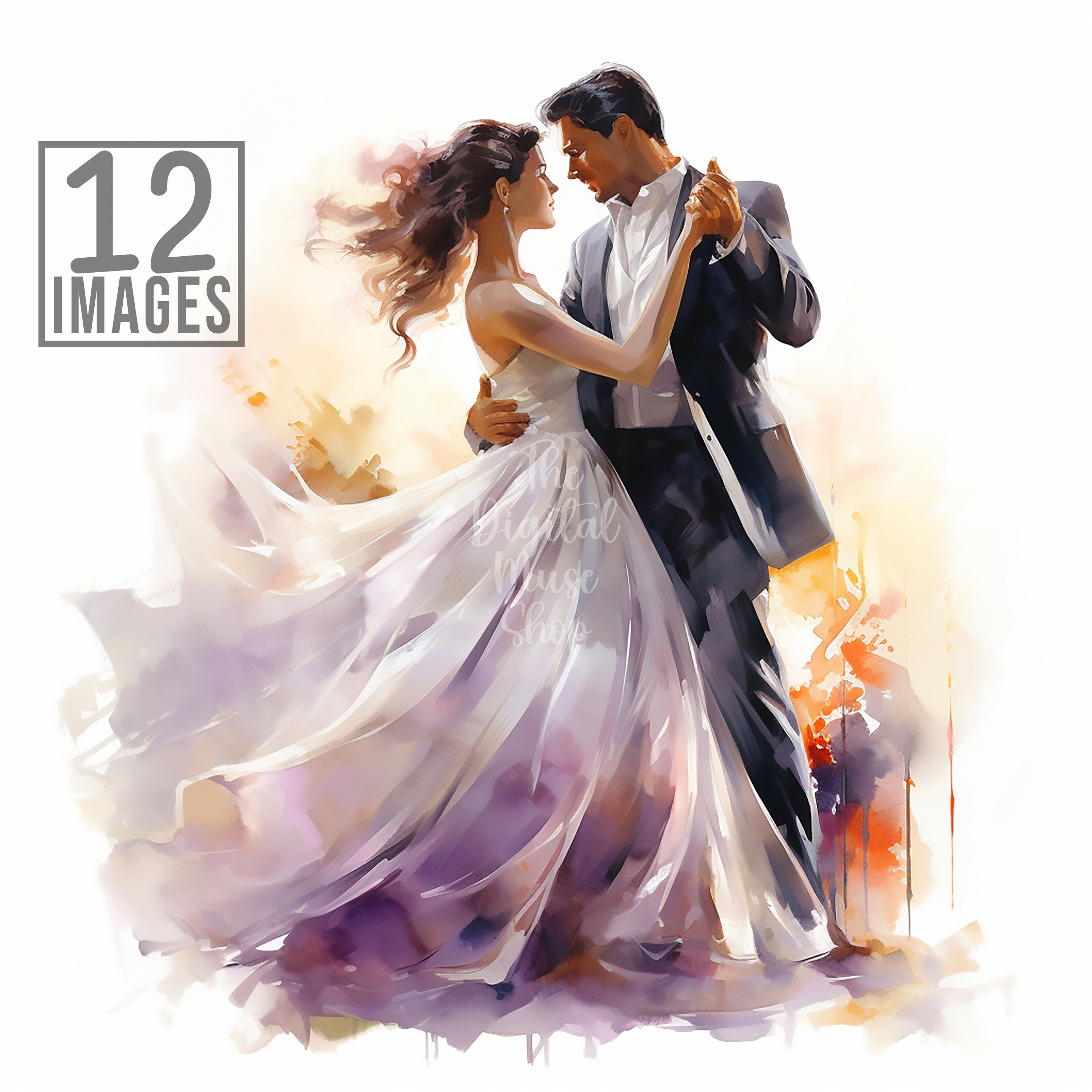 Watercolor Wedding Dance Clipart 12 High Quality Jpgs Wedding Clipart ...