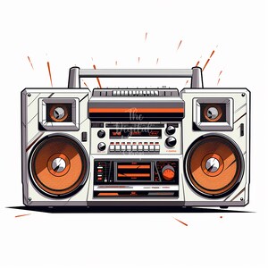 Boombox Clipart Music Illustration 80s Clipart Digital Image for Card ...