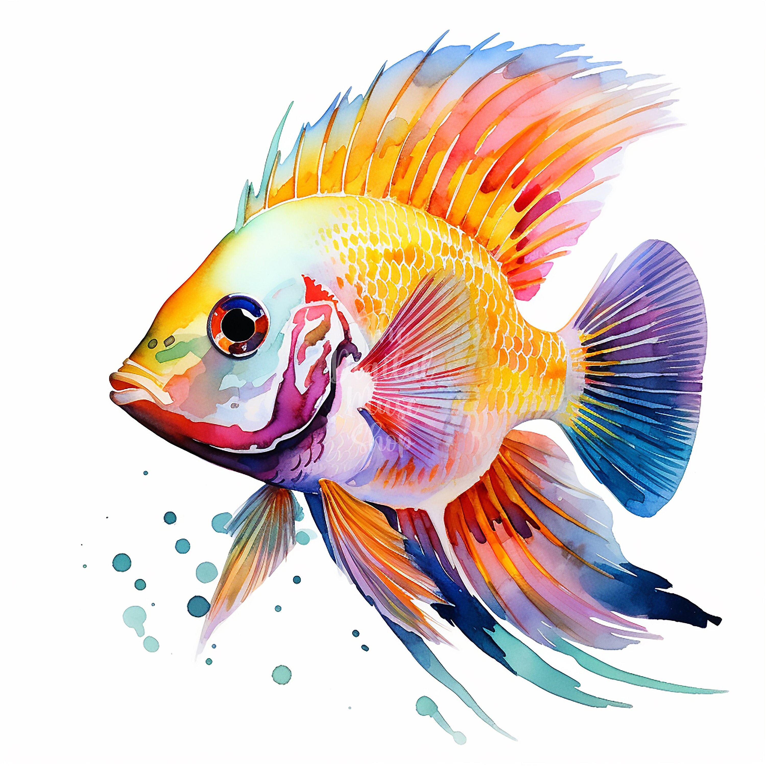 Colorful Exotic Fish Clipart, 12 High Quality Jpgs, Commercial Use ...