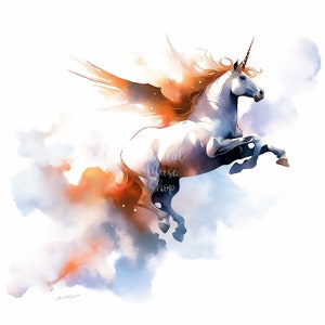 Watercolor Unicorn Clipart, 15 High Quality Jpgs , Watercolor Clipart ...