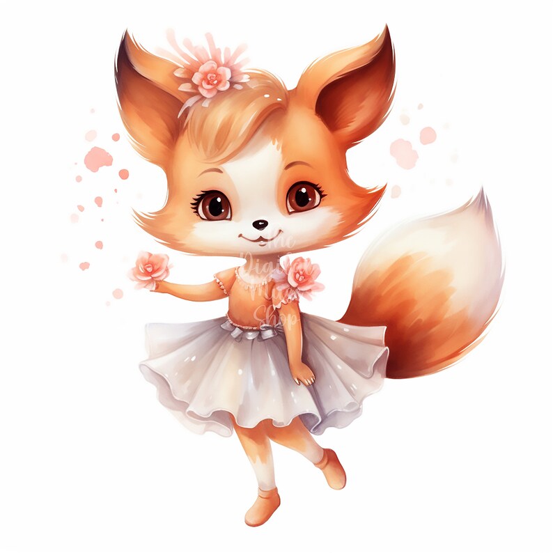Ballerina Clipart Foxes Clipart Ballerina Baby Clipart Digital Crafting ...