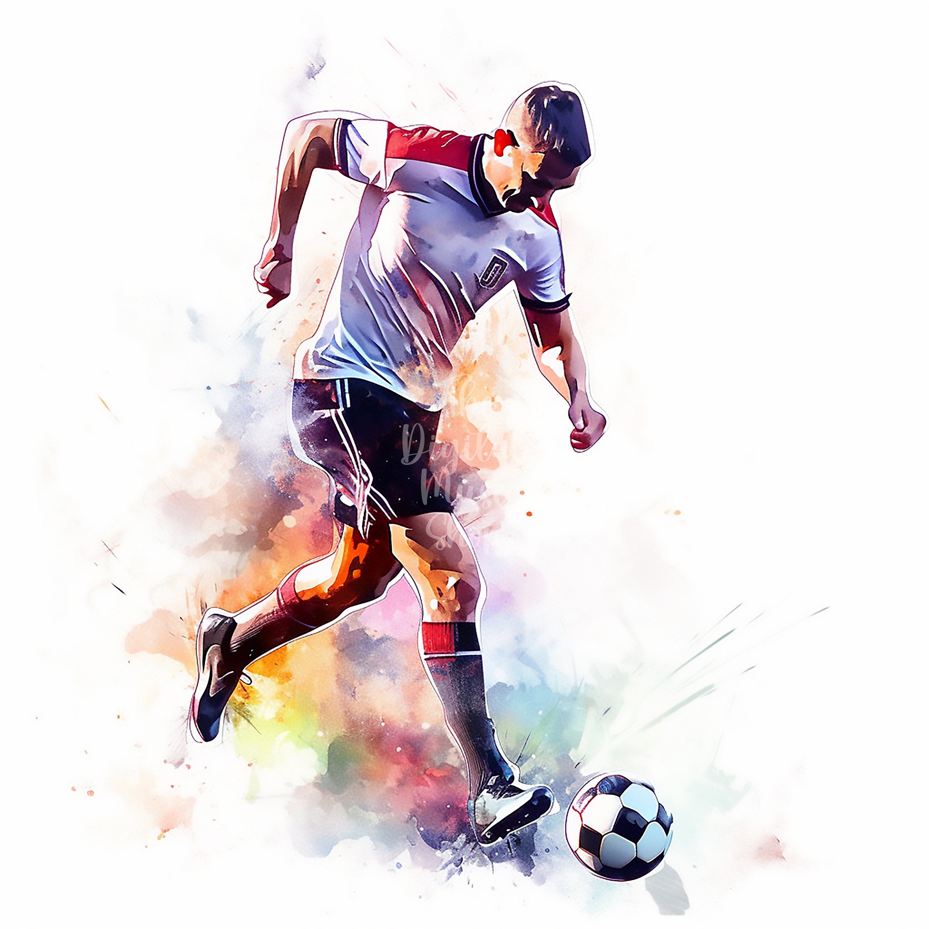 Soccer Clipart, Watercolor Soccer Player Clipart Sport Illustration ...