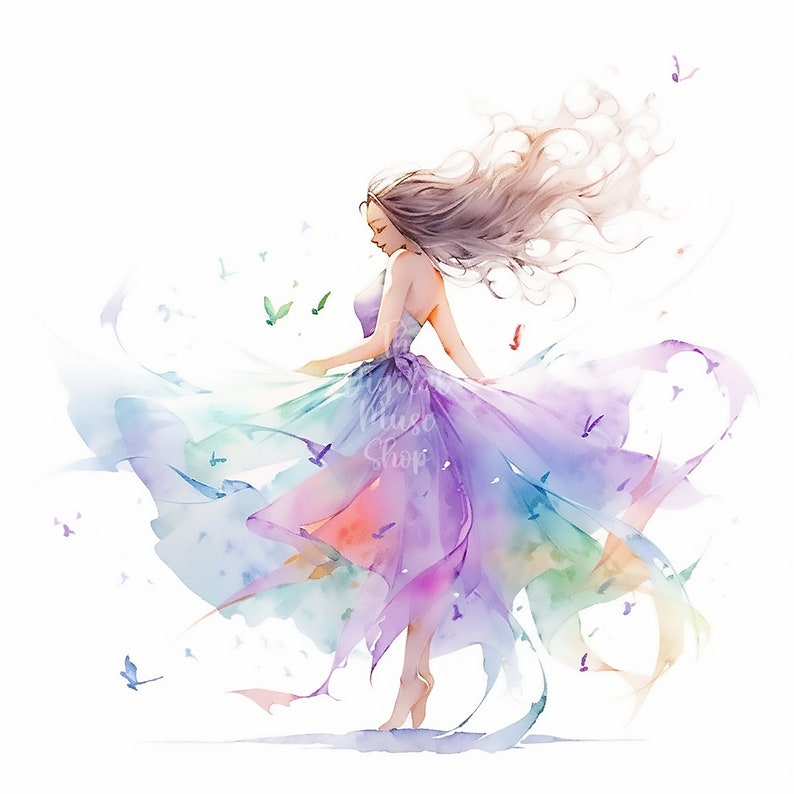 Watercolor Beautiful Women Clipart Bundle Dress Clipart Girl Digital ...