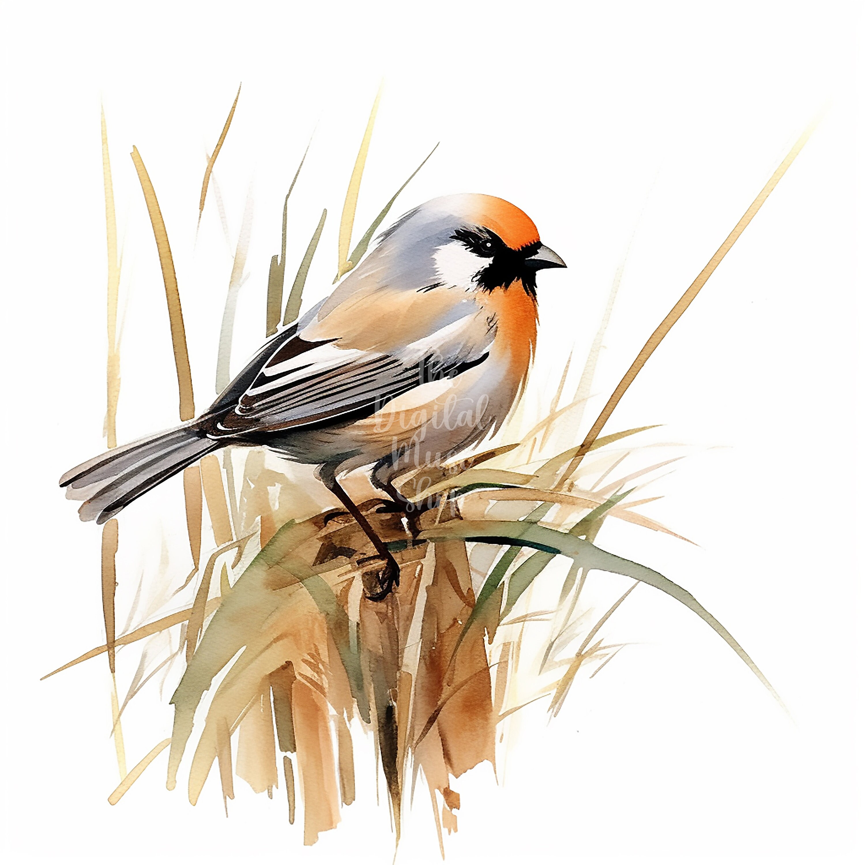 Bearded Reedling Clipart 12 High Quality Jpgs Watercolor - Etsy