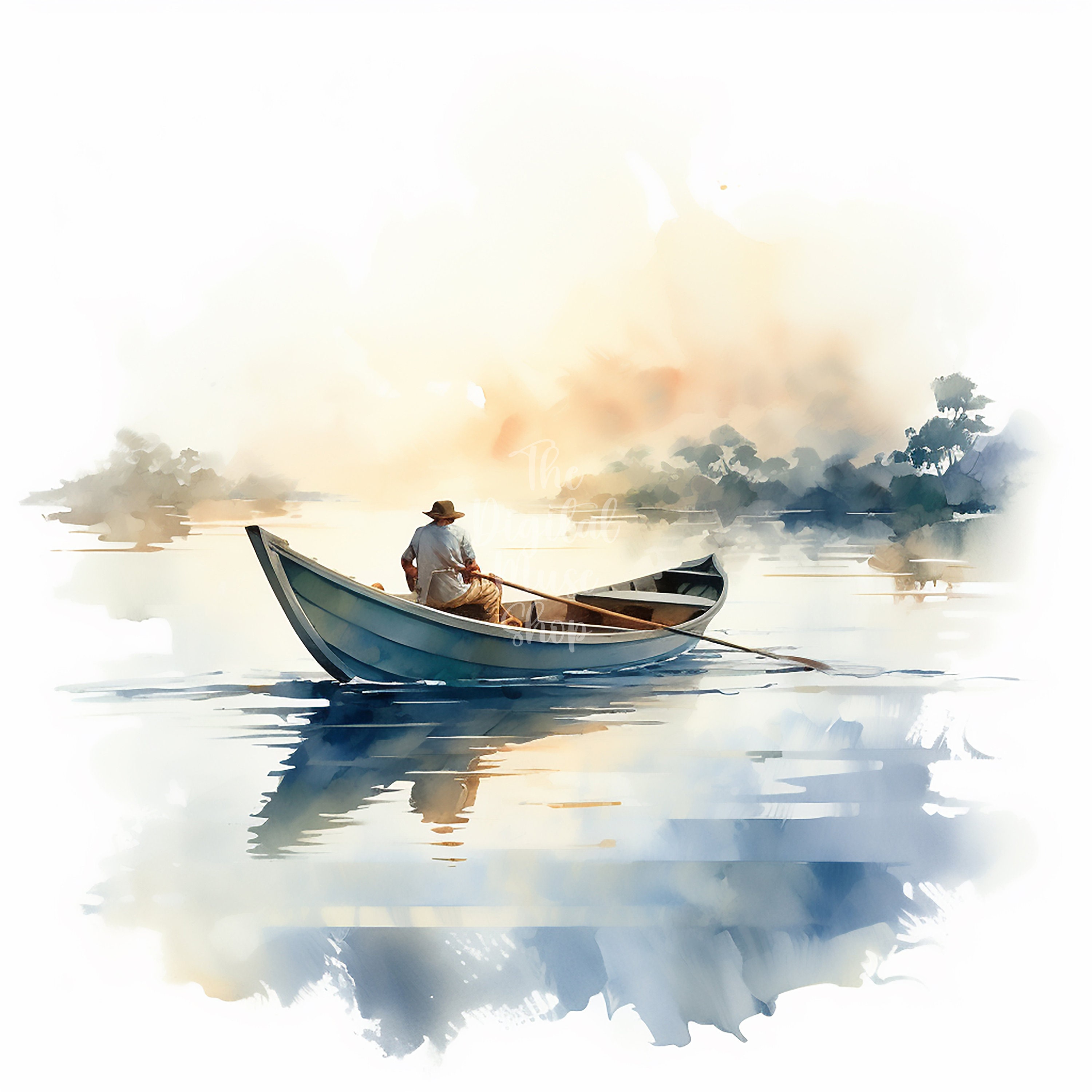 Fisherman Clipart Fishing Clipart Watercolor Digital Paper Craft ...