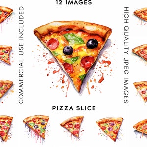 Pizza Slice Clipart, 12 High Quality Jpgs, Watercolor, Digital Paper ...