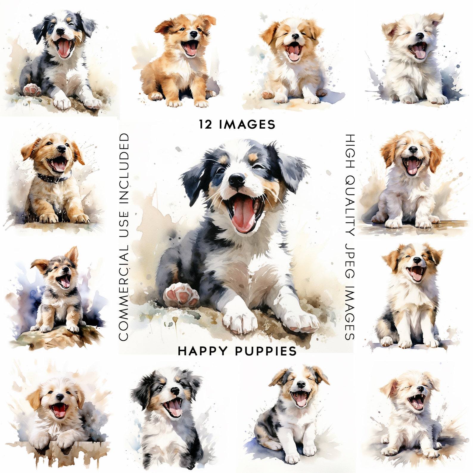 Happy Puppy Clipart Dog Clipart Puppy Watercolor Dog Clip Art ...