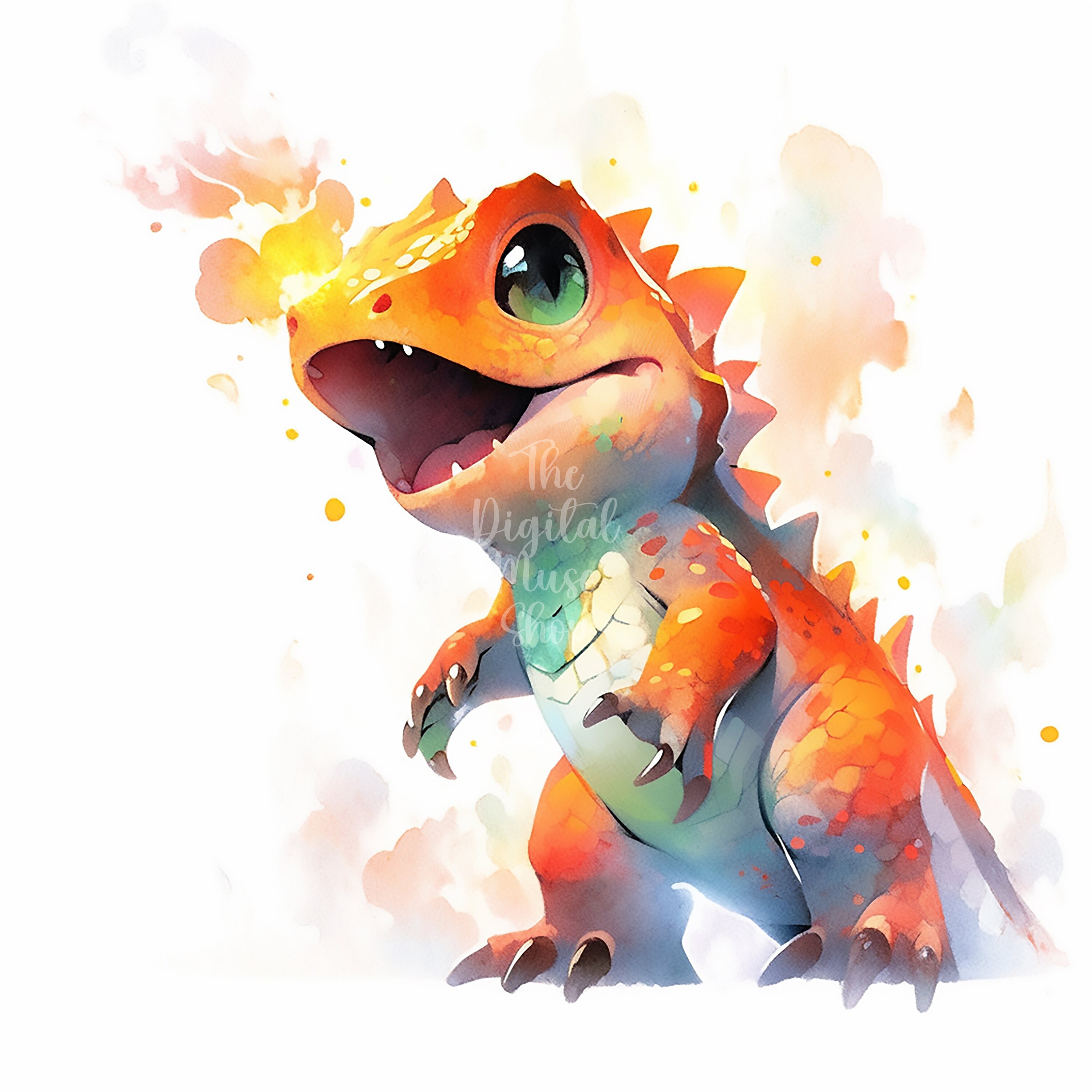 Watercolor Baby Dragon Clipart Bundle Digital Image for Card - Etsy