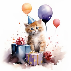 Party Kitten Clipart, 12 High Quality Jpgs, Cats Clipart, Cat Clip Art ...
