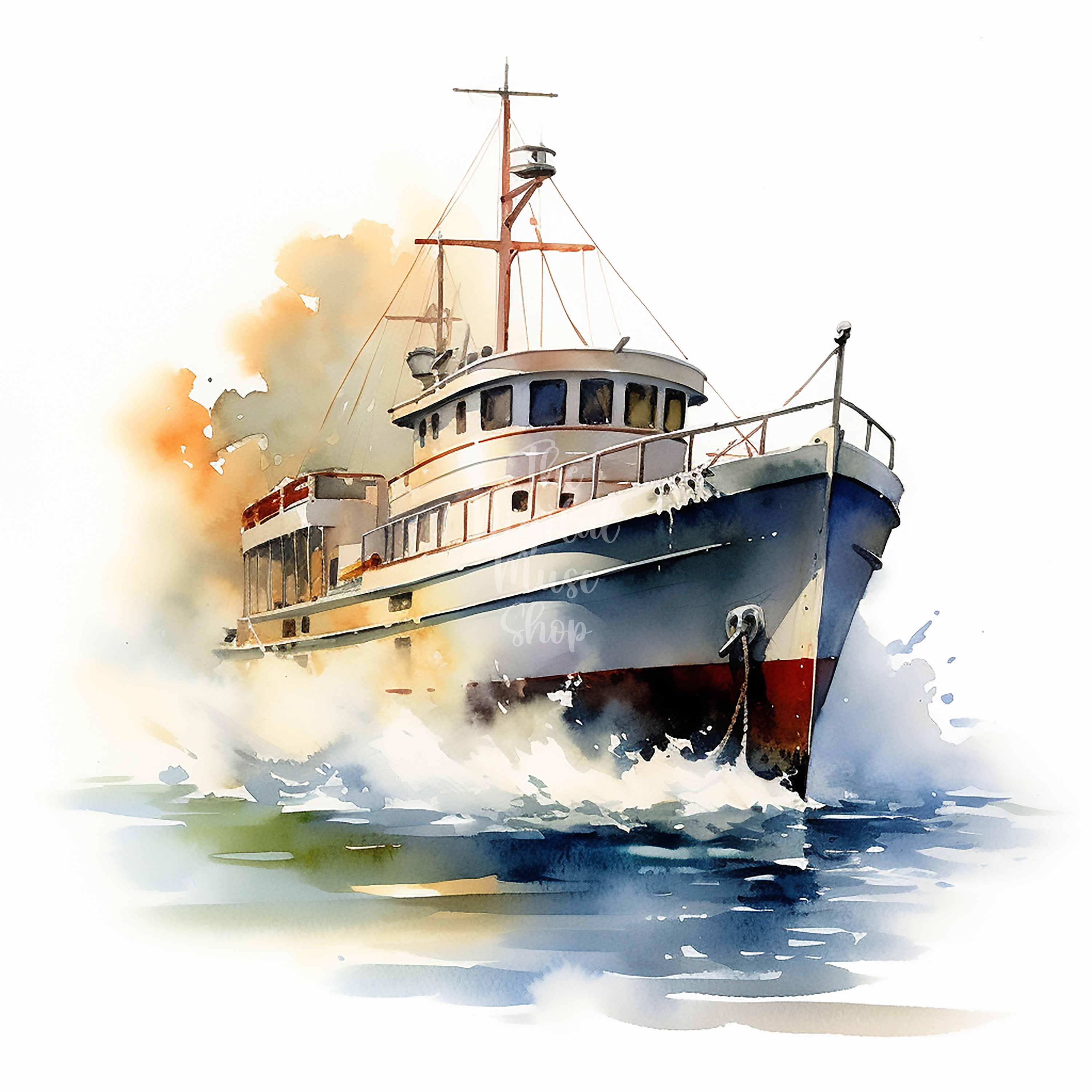 Random Boats Clipart, 12 High Quality Jpgs, Watercolor Clipart, Summer ...