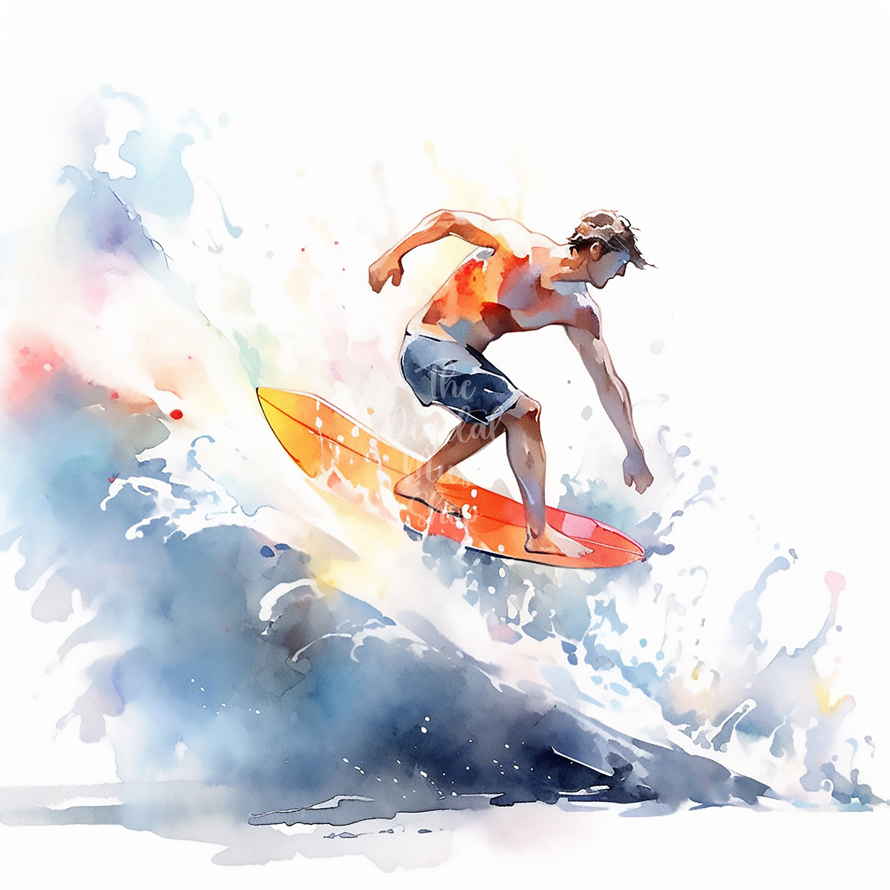 Surfer Clipart Watercolor Surfing Clip Art Bundle Beach Illustration ...