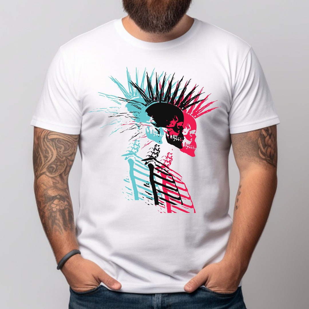 Punk Rock Skull Mohawk Shirt for Punk Lover Gift for Rocker Gift Shirt ...