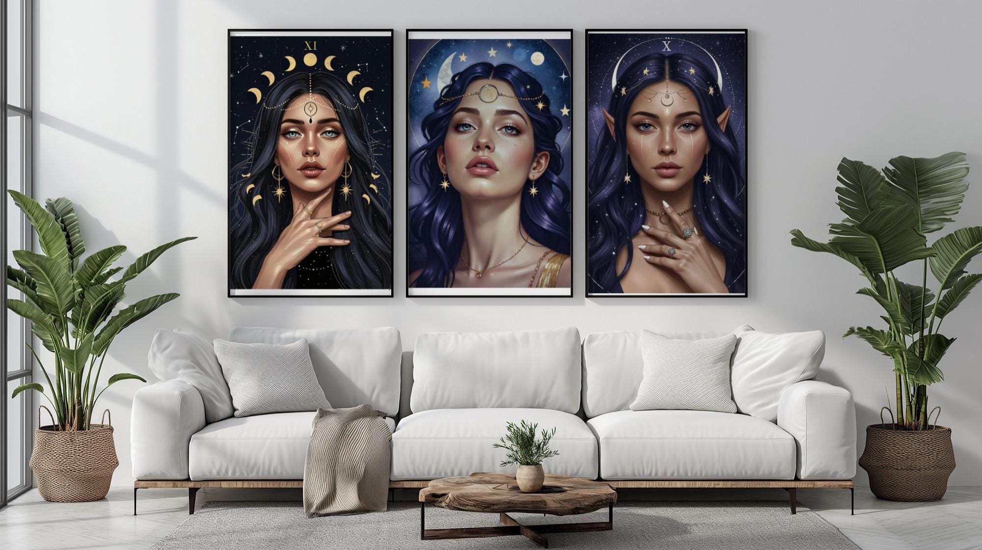 Celestial Goddess Wall Art Set –triple Celestial Feminine Archetypes – Mystical Printable Poster ...