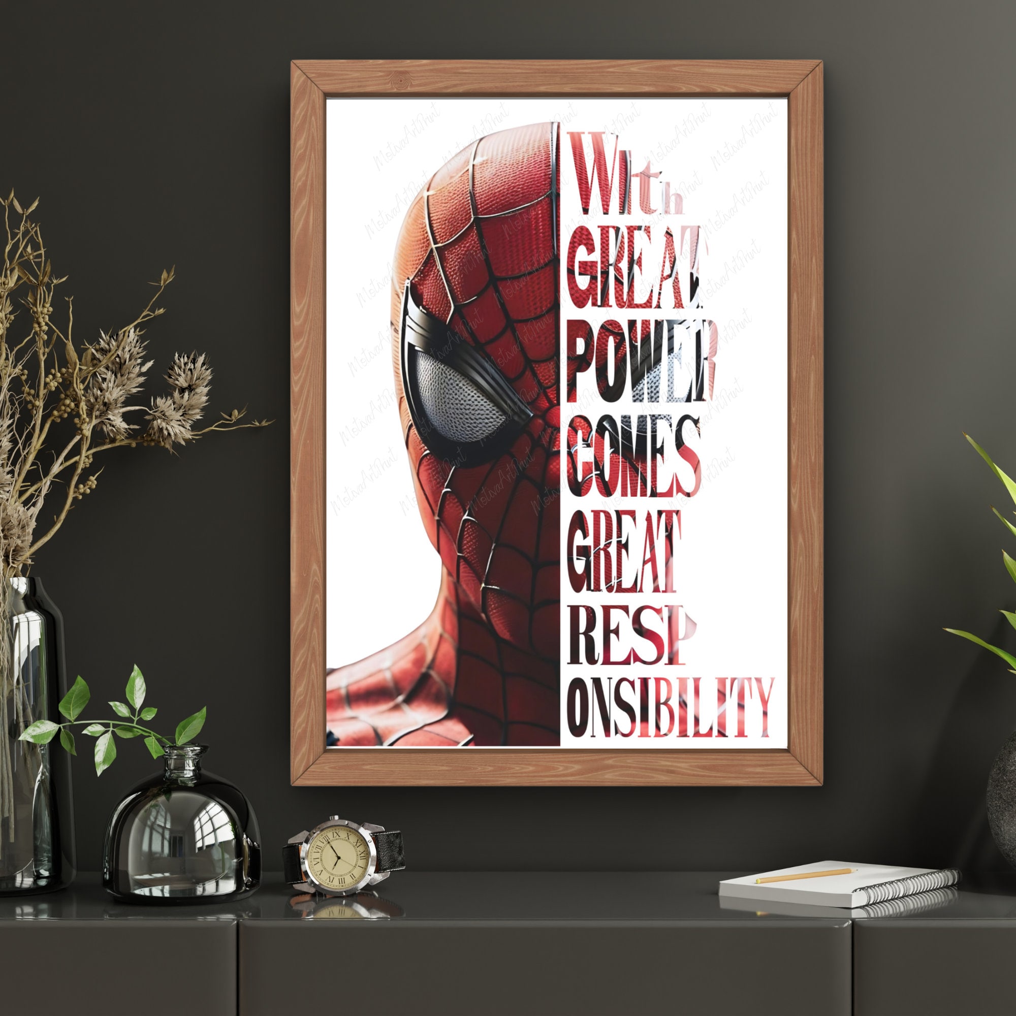 Spider-man Quote Digital Print - 'with Great Power Comes Great ...