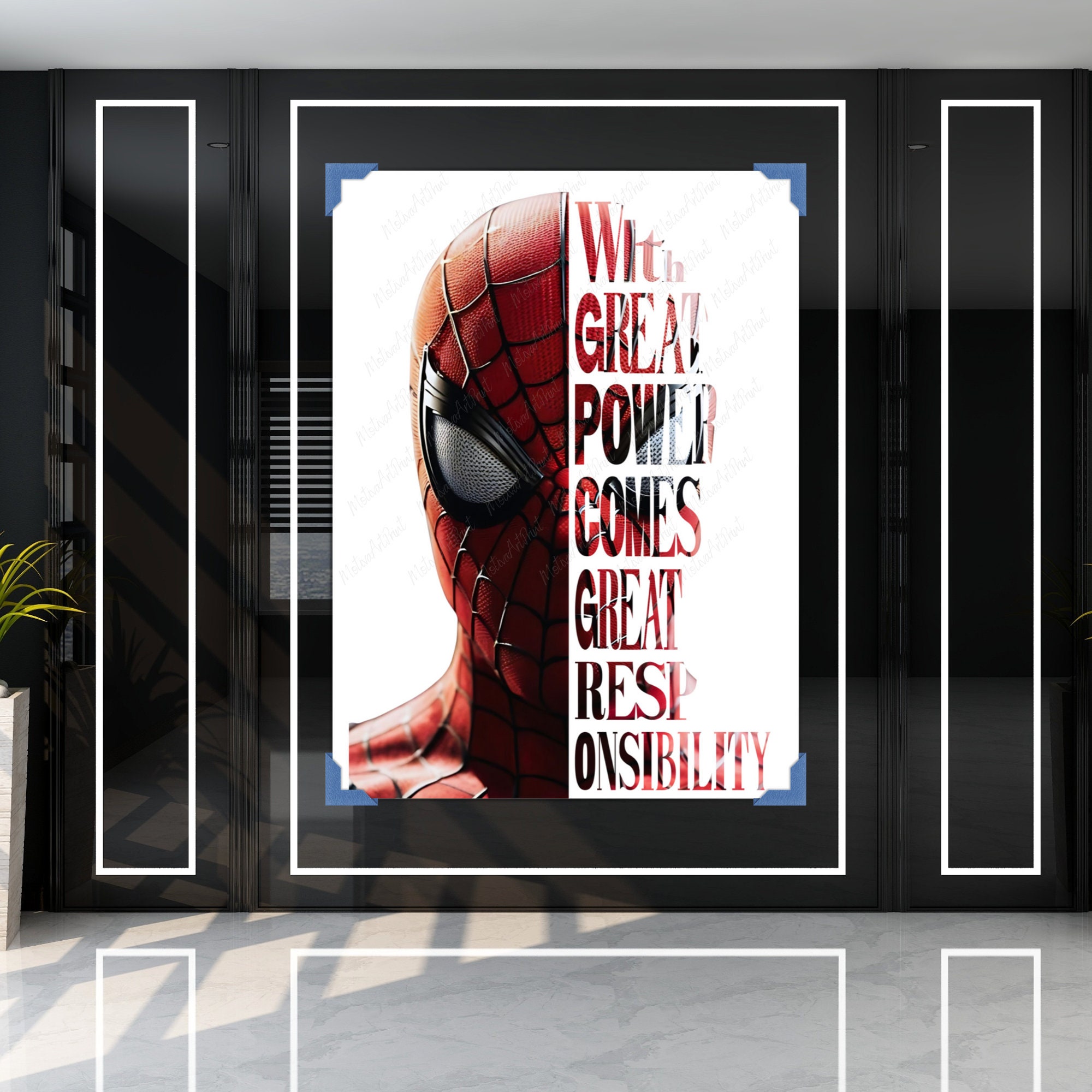 Spider-man Quote Digital Print - 'with Great Power Comes Great Responsibility' Motivational Wall ...