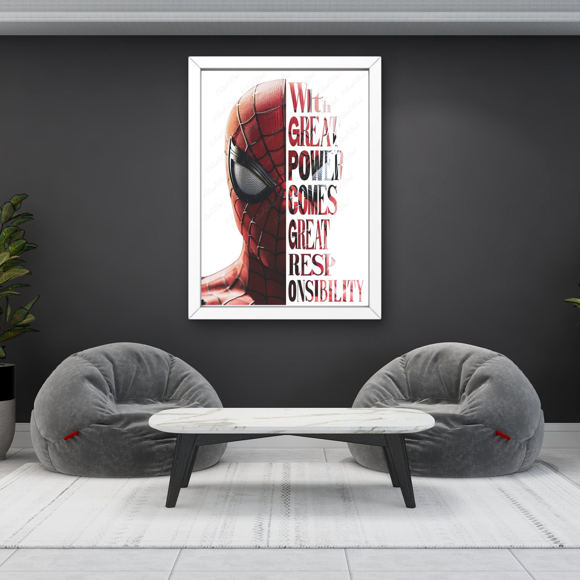 Spider-man Quote Digital Print - 'with Great Power Comes Great ...