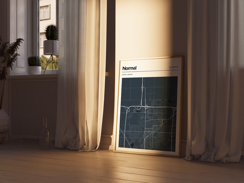 Normal Illinois City Map, City of Normal Map, Normal Minimalist Map ...
