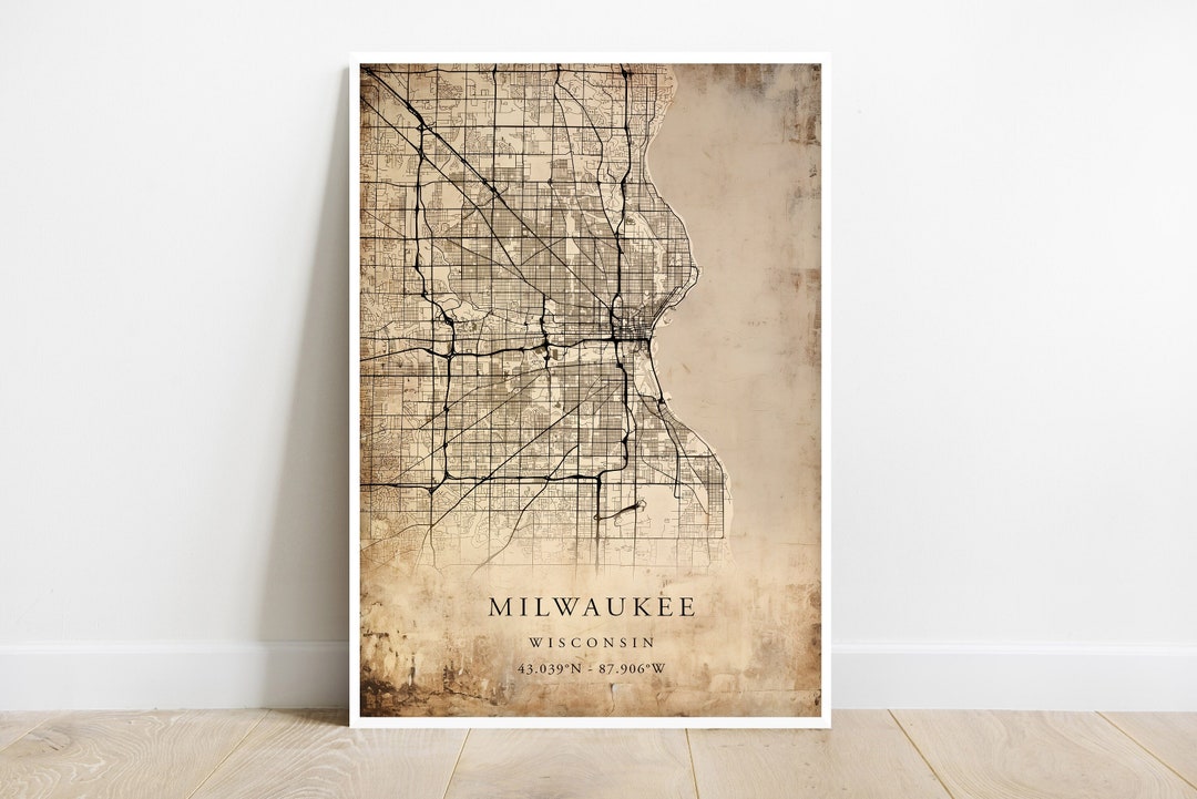 Milwaukee Wisconsin Vintage Map Print Wisconsin City Map Art Antique ...