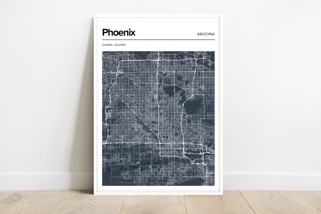 Phoenix Arizona Map Print Phoenix Street Map Phoenix Modern Framed Map ...
