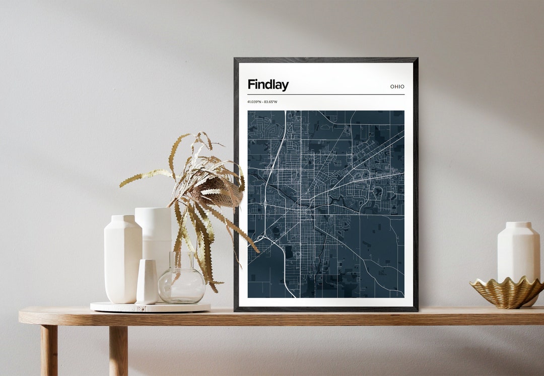 Findlay Ohio City Map, City of Findlay Map, Findlay Minimalist Map ...