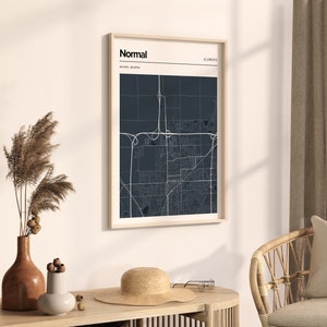 Normal Illinois City Map, City of Normal Map, Normal Minimalist Map ...