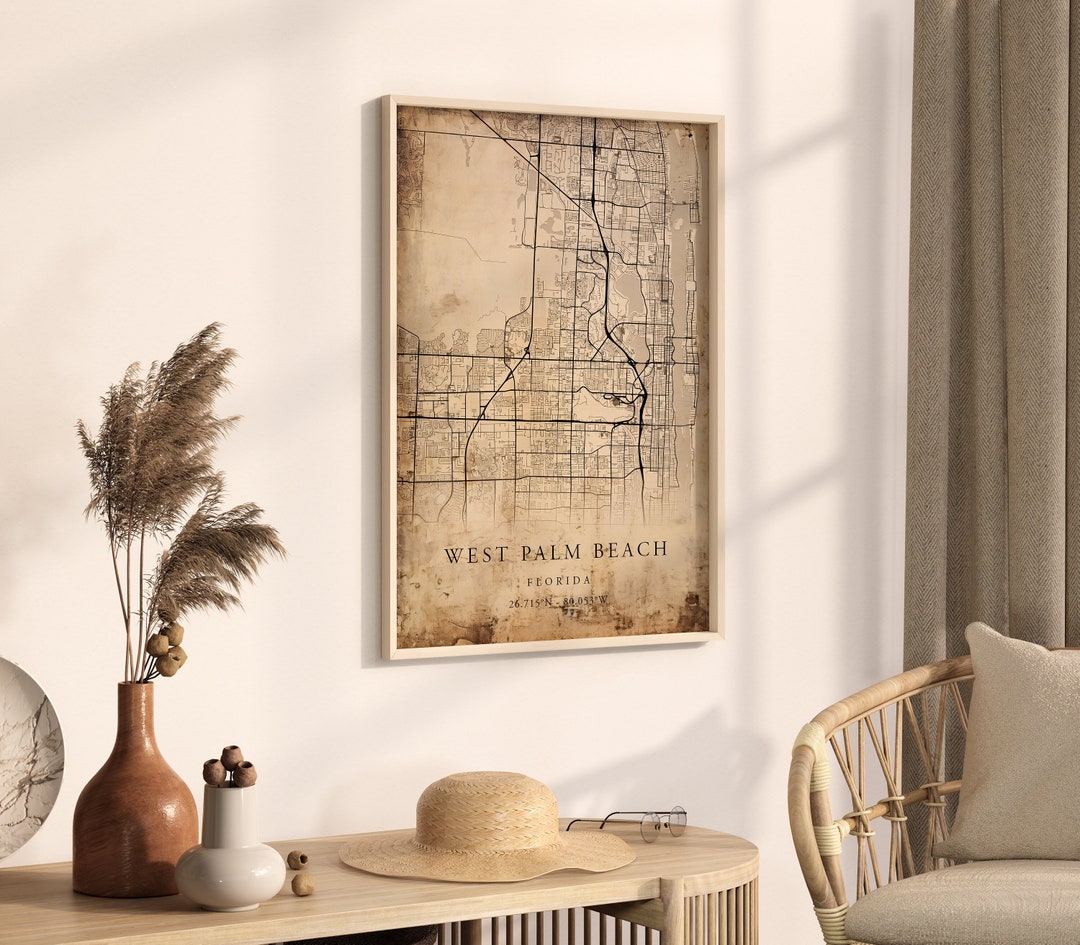 Old West Palm Beach Map Poster - Etsy