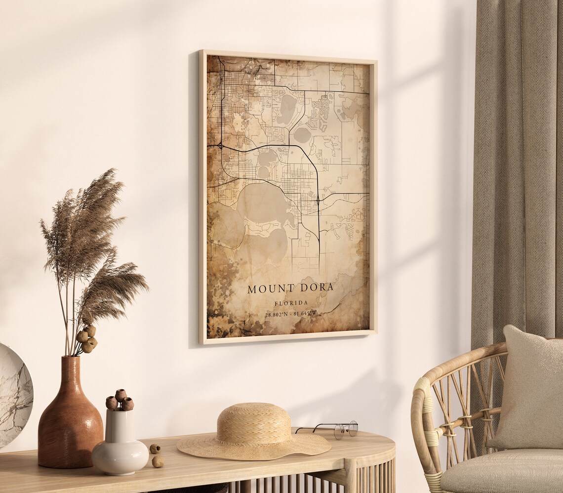 Mount Dora Florida Vintage Map Print Mount Dora City Map Mount Dora Map ...