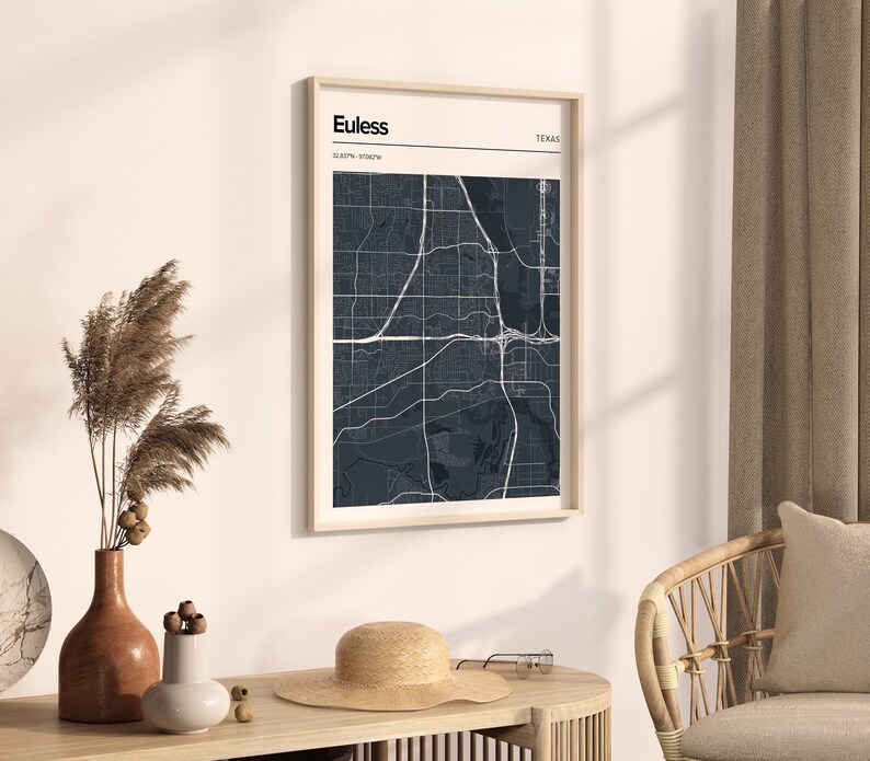 Euless Texas City Map, City of Euless Map, Euless Minimalist Map ...