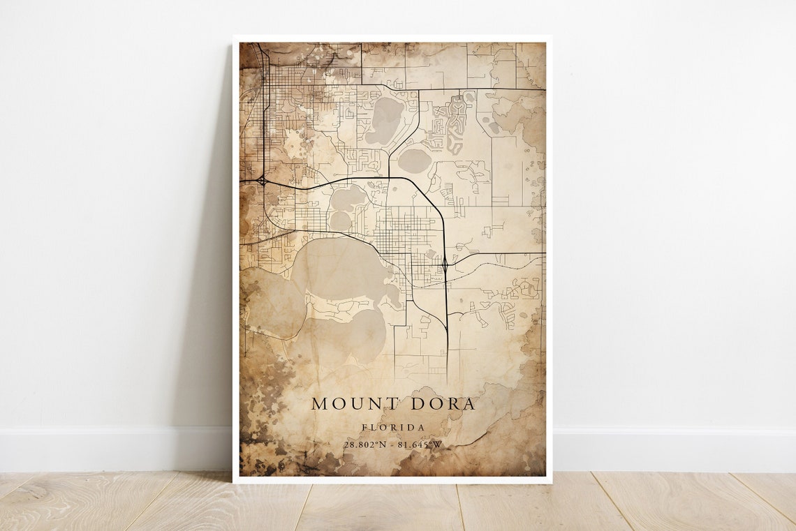 Mount Dora Florida Vintage Map Print Mount Dora City Map Mount Dora Map ...