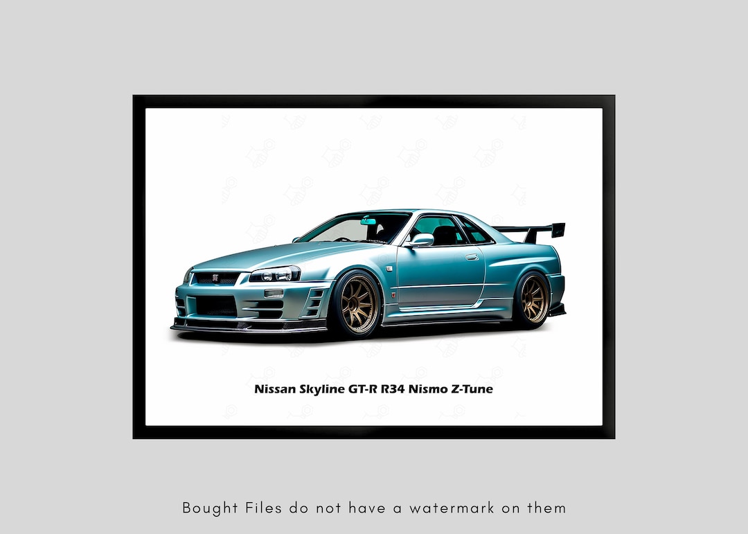 Nissan R34 Skyline GT-R Nismo Z-tune Poster Illustration Print Wall Art ...