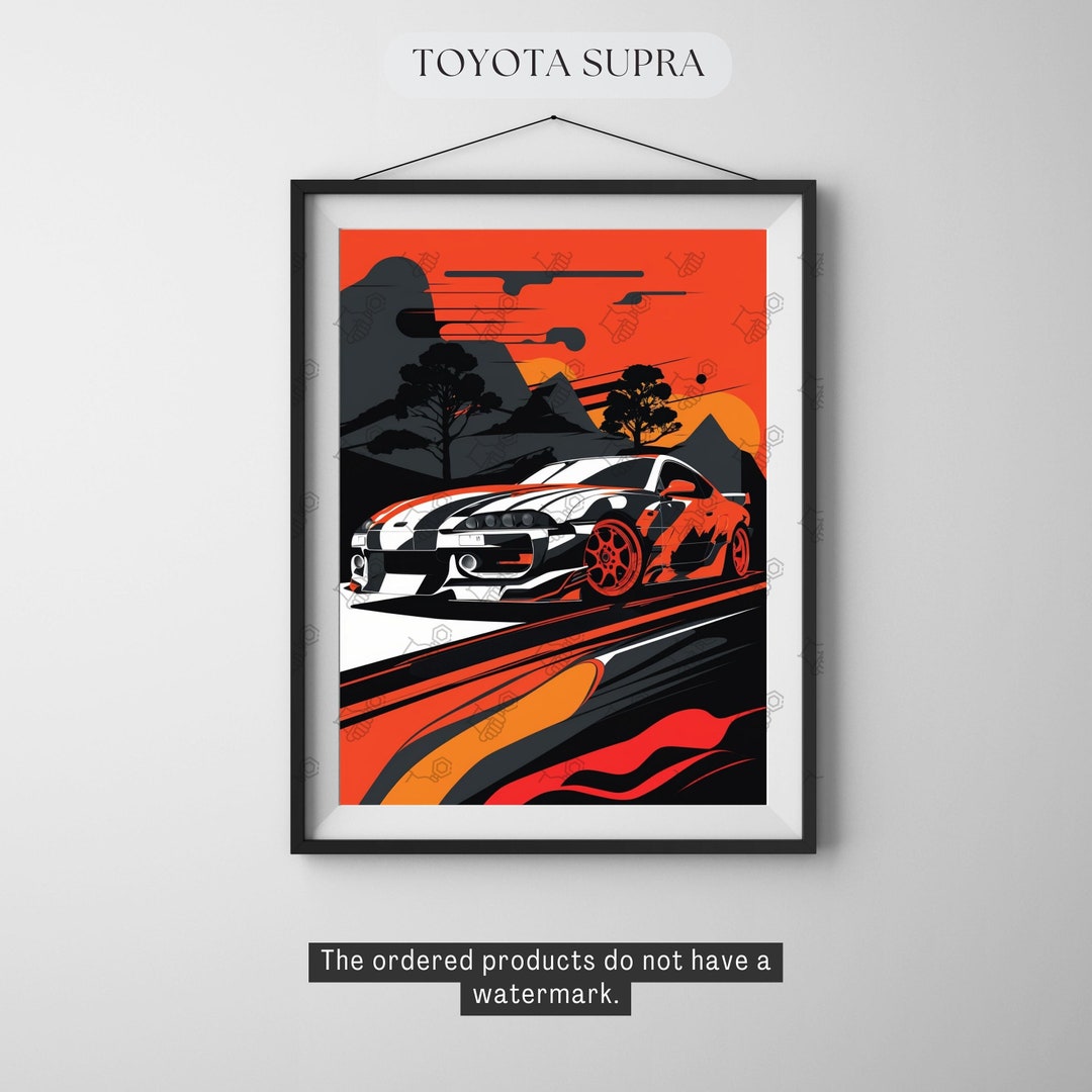 Toyota Supra Art Print Color Scheme: Red Orange Black & - Etsy