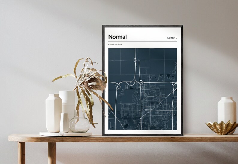 Normal Illinois City Map, City of Normal Map, Normal Minimalist Map ...